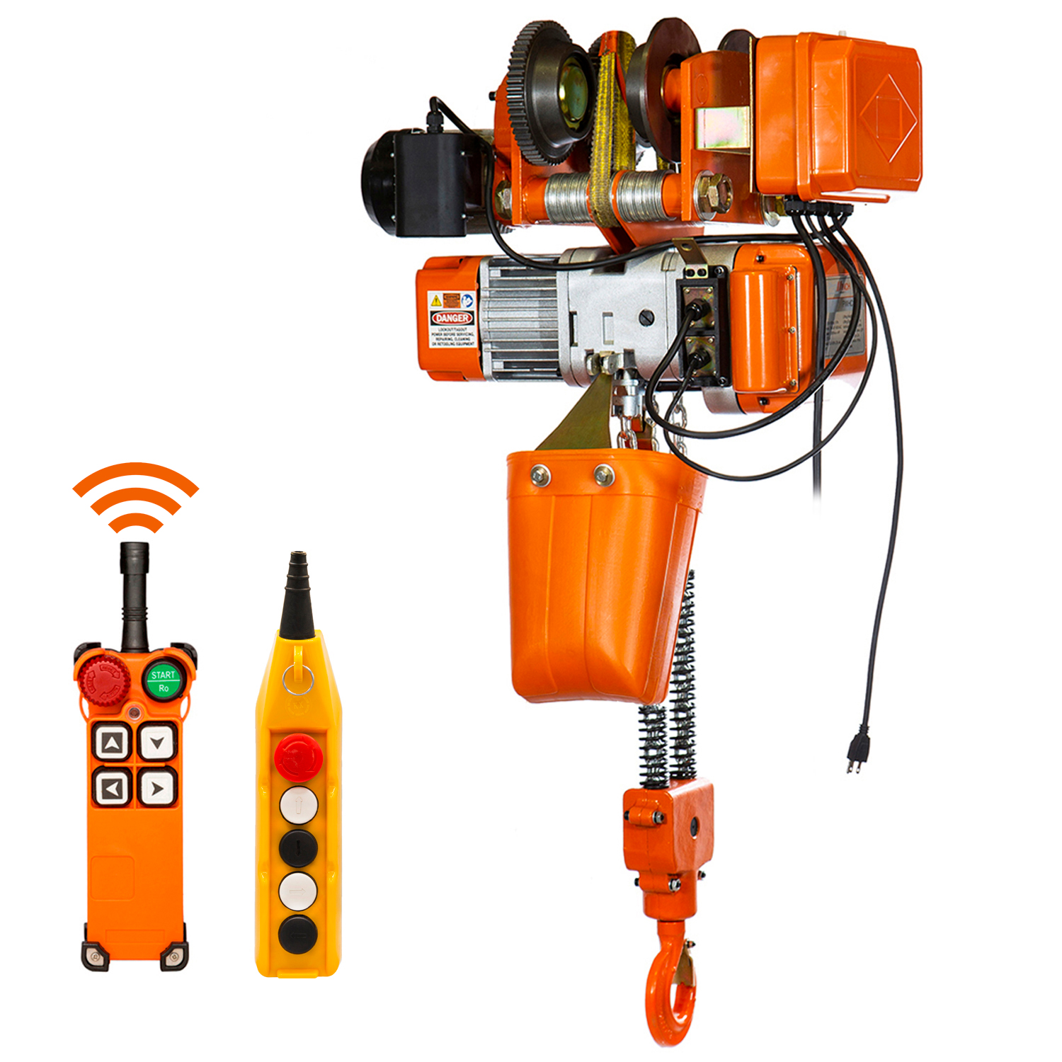 Electric Chain Hoist Power Trolley 2,200 lbs. 20 ft. WIRELESS G80 Chain ...